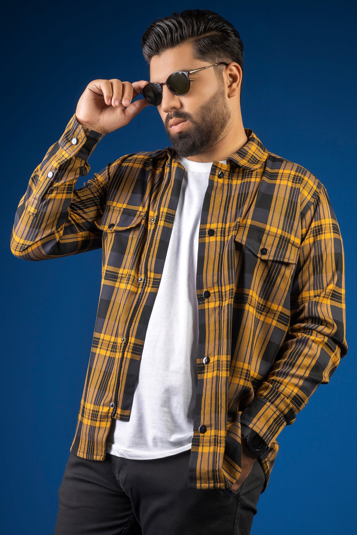 Black & Brown Plaid Zip-Up Shacket (Plus Size) - W23 - MS0076P – Sclothers