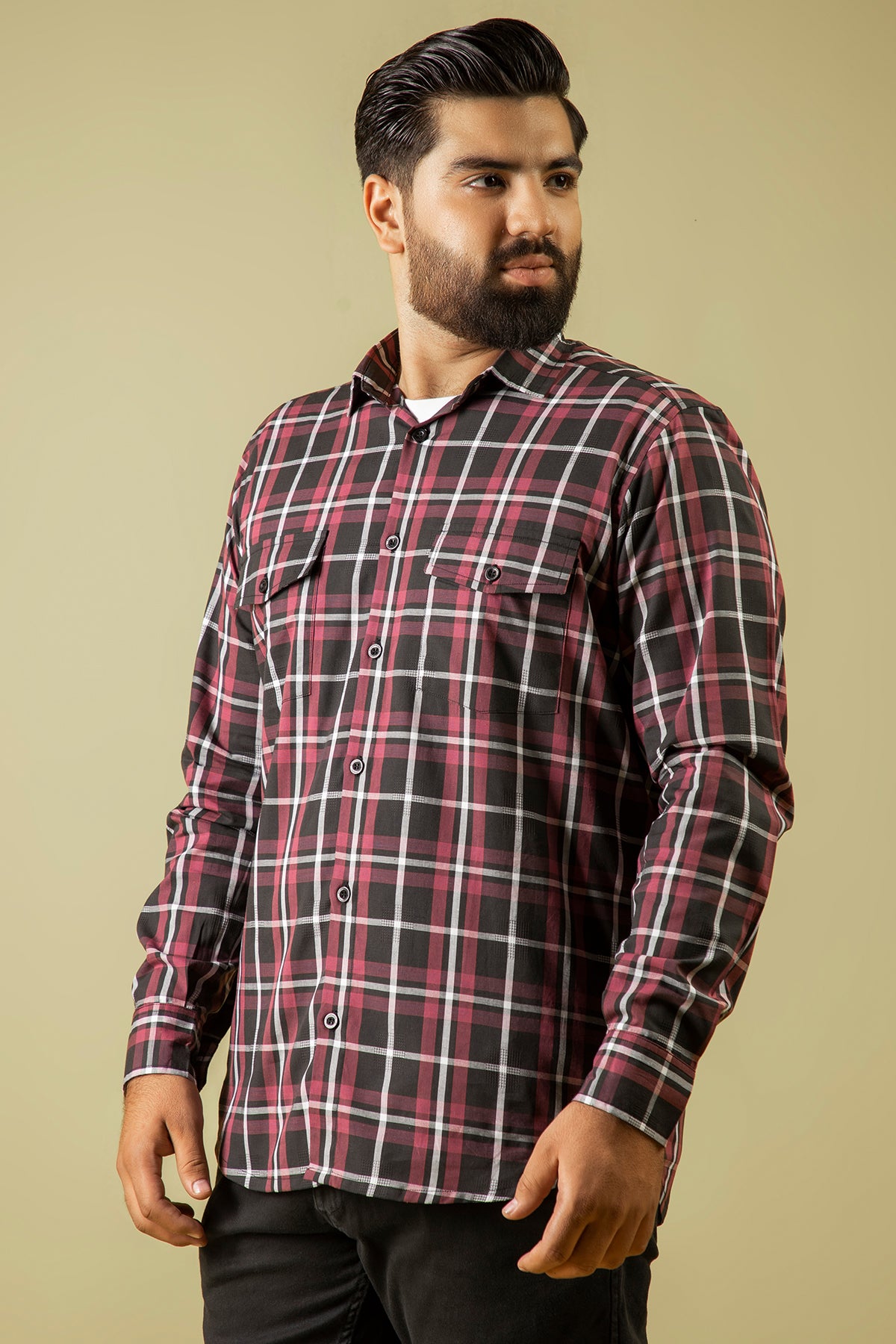 Black & Maroon Checkered Shirt (Plus Size) - W23 - MS0078P – Sclothers